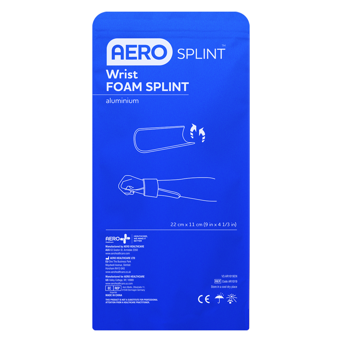 AEROSPLINT Wrist Aluminium Foam Splint 22 x 11cm – First Aid Gear Australia